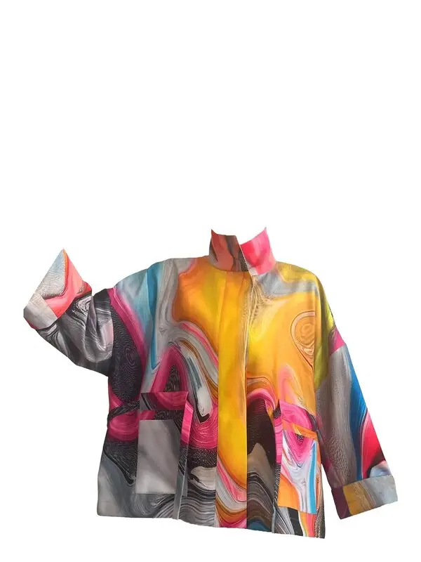 MAXJENNY Smokeflow Watercolour Print Boxy Jacket - Orange/yellow
