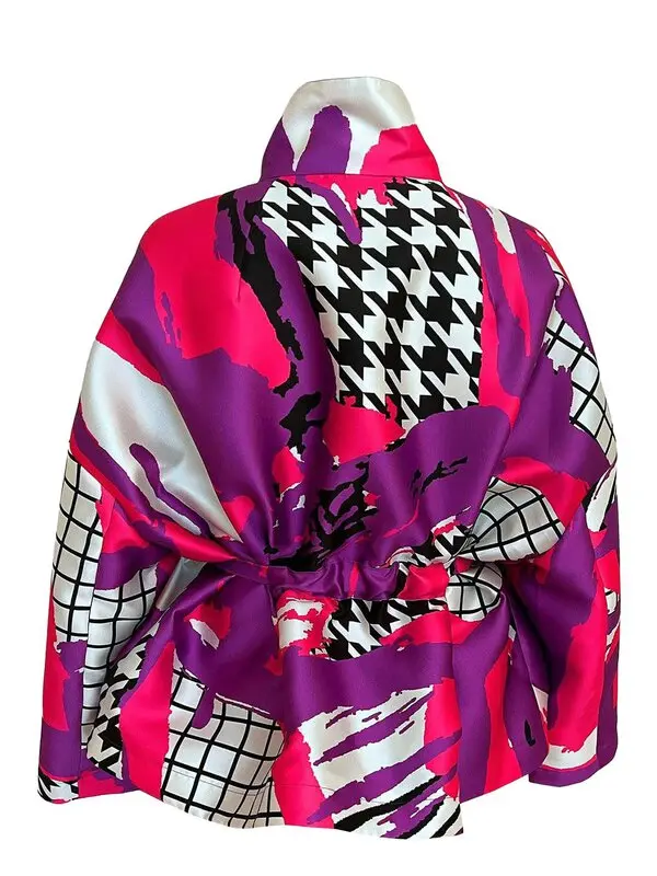 MAXJENNY Printed Boxy Jacket - Black/purple/red
