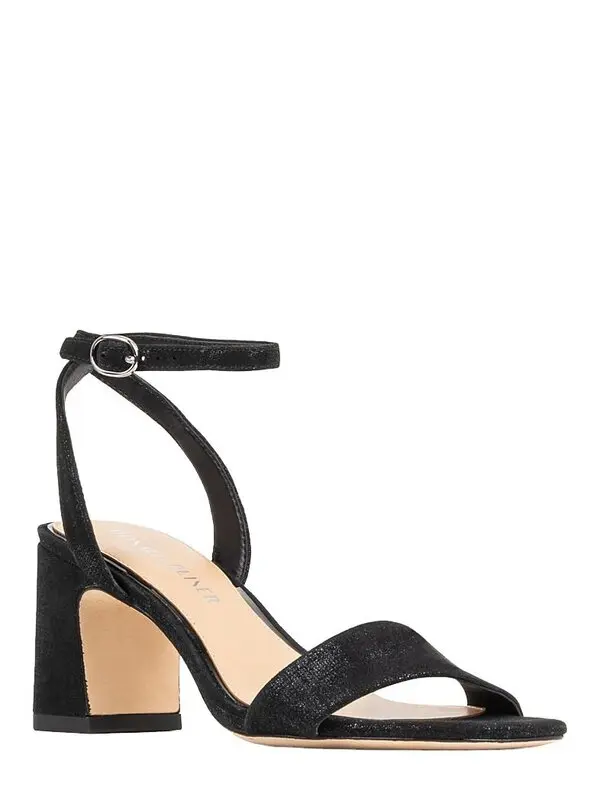 DONALD PLINER Leather Ankle Strap Block Heel Sandals - Black