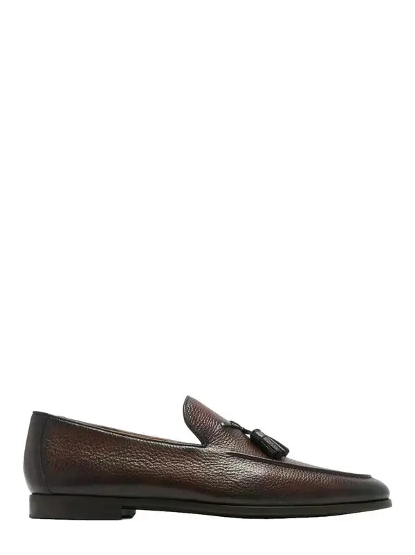 Magnanni Grained Leather Tassel Detail Loafers - Brown
