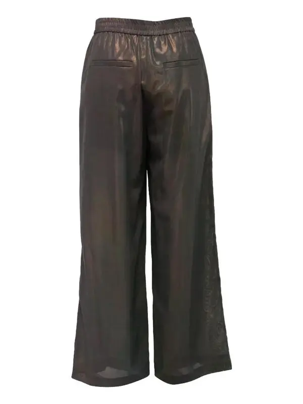 Brunello Cucinelli Metallic Wide-leg Trousers - Brown