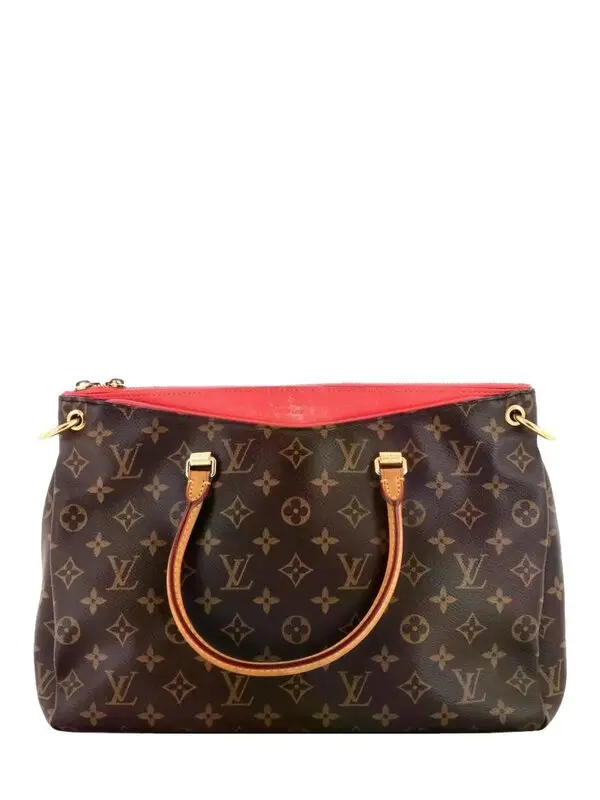 LOUIS VUITTON Pallas Tote Monogram Canvas With Leather Shoulder Bag - Brown