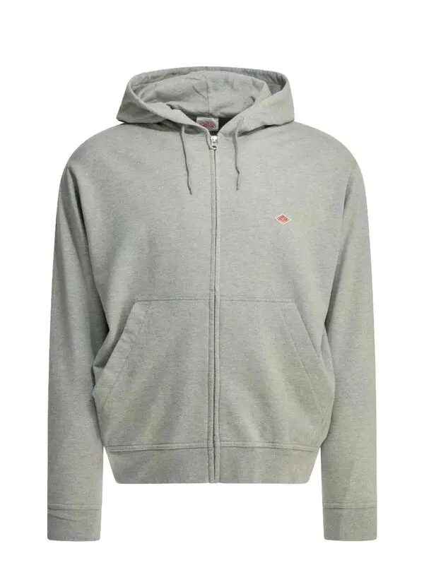 DANTON Logo Patch Zip-up Hoodie - Grey