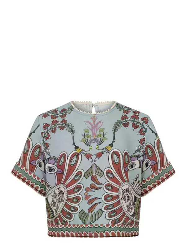 Lug Von Siga Dakota Graphic Print Cropped Top - Blue
