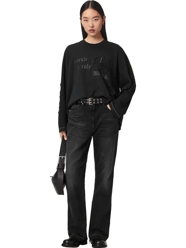 ALLSAINTS Fable Mid Rise Bootcut Denim Jeans - Black