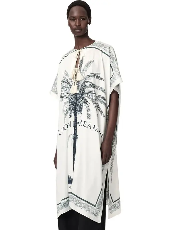 ALLSAINTS Kaftan Printed Midi Dress - Carala Ecru White