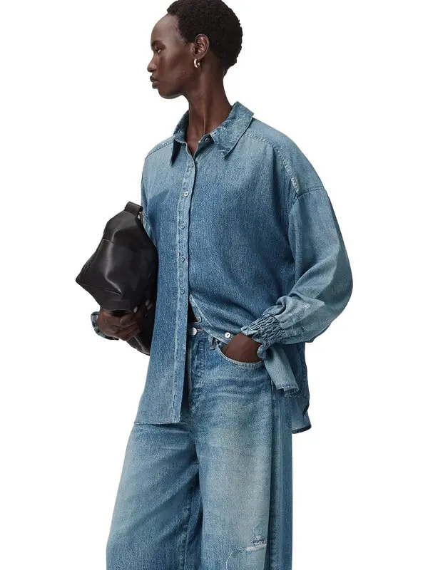 ALLSAINTS Charli Illusion Of Denim Long Sleeve Shirt - Illusion Indigo