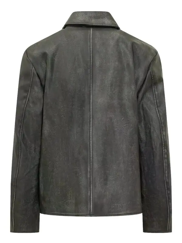 DIESEL® Leather Stripe Zip Jacket - Black