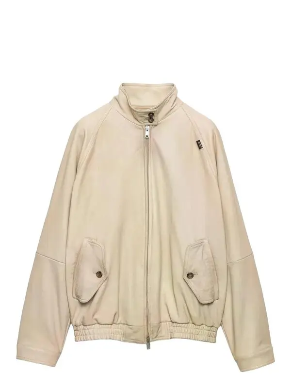 Prada Nappa Leather Blouson Jacket - Neutrals