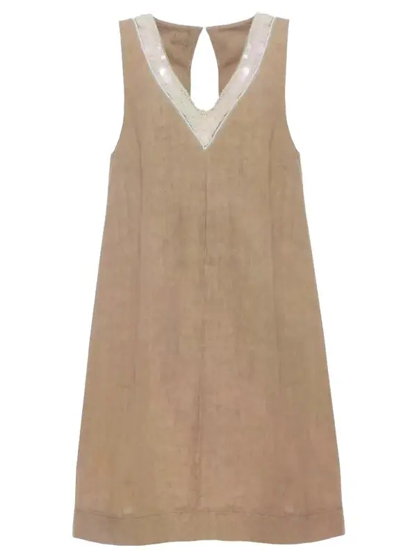 120% Lino Sequin-embellished V-neck Mini Dress - Neutrals
