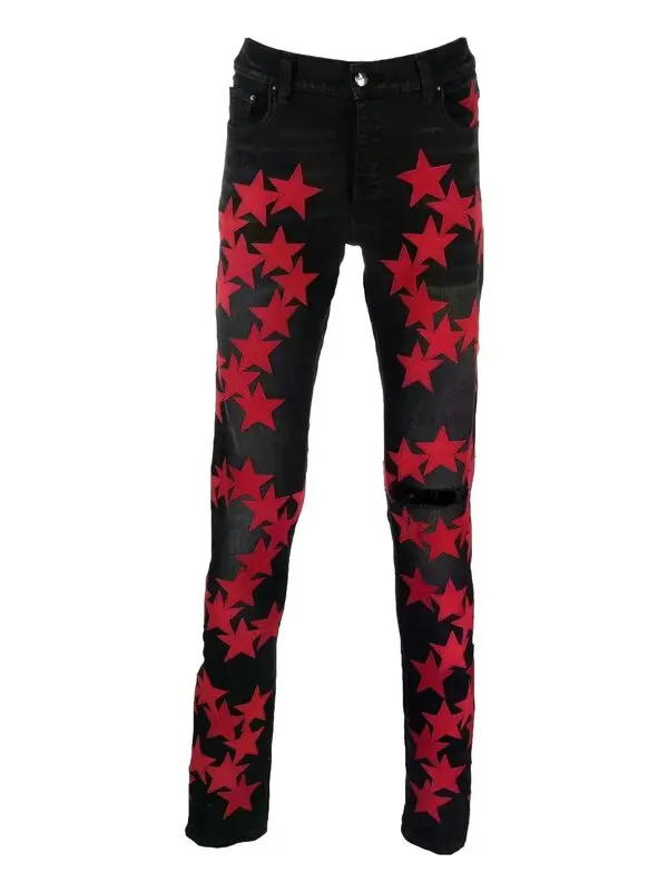 Amiri Star-appliqué Straight-leg Jeans - Black