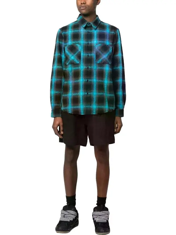 Amiri Plaid Logo-print Shirt - Blue