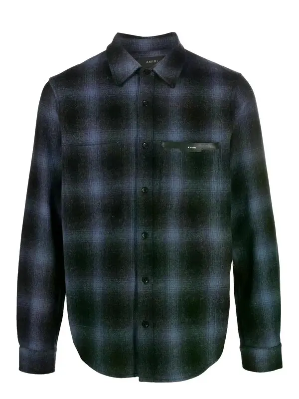 Amiri Logo-patch Check-print Shirt - Blue