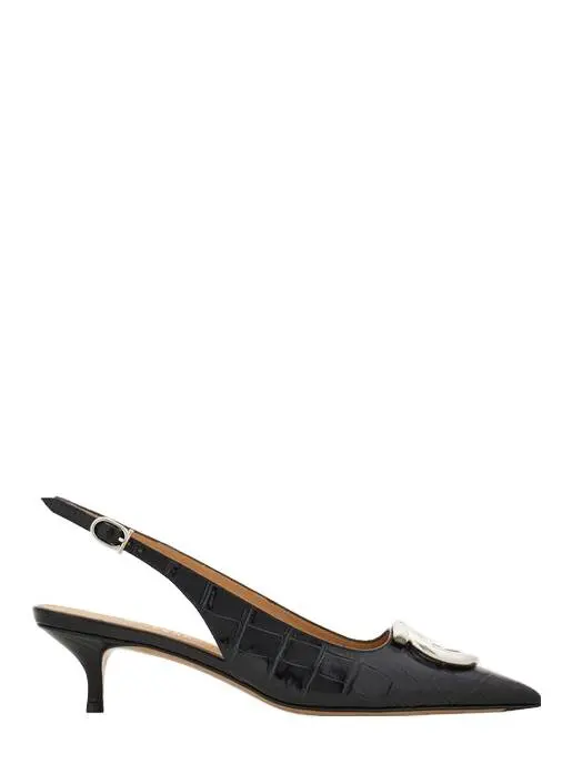FERRAGAMO Maxi Gancini Slingback Pumps - Black