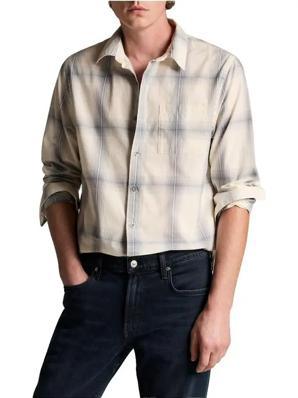 Vince Townes Plaid Cotton Button-front Shirt - Blue