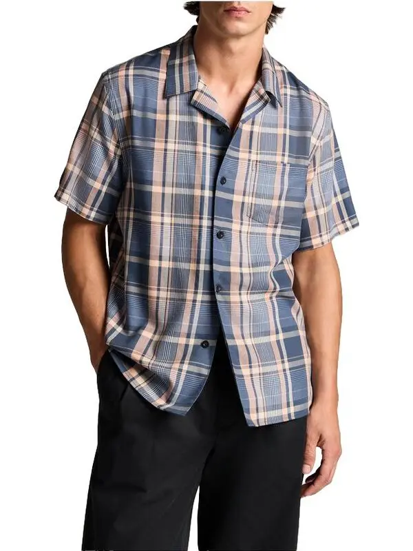 Vince Plaid Cotton-blend Cabana Shirt - Blue