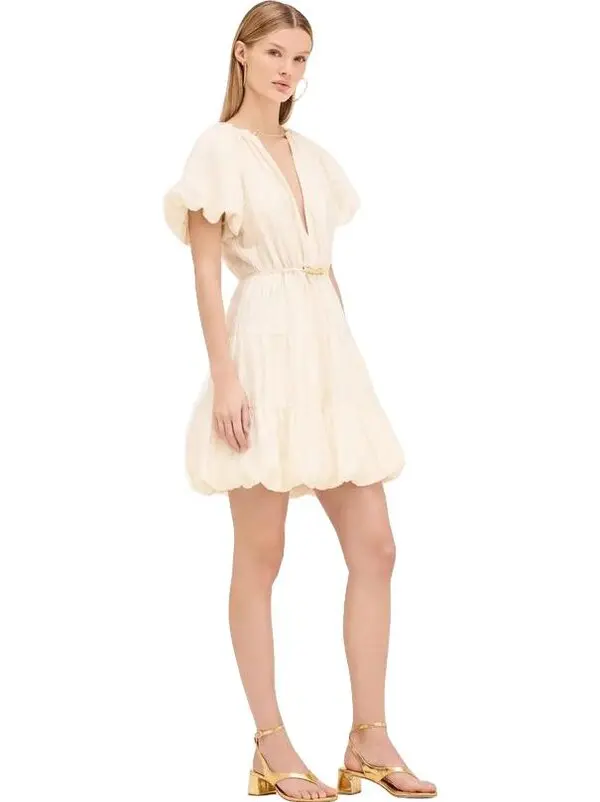 Alexis Positano Tiered Mini Dress With Gathered Bodice - Gold