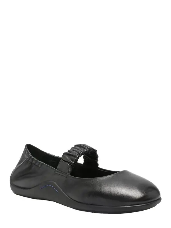 Ash Ruched-strap Leather Ballet Flats - Black
