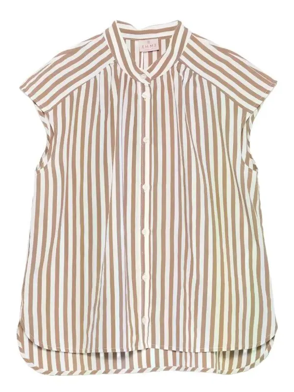 Marella Striped Sleeveless Shirt - Brown