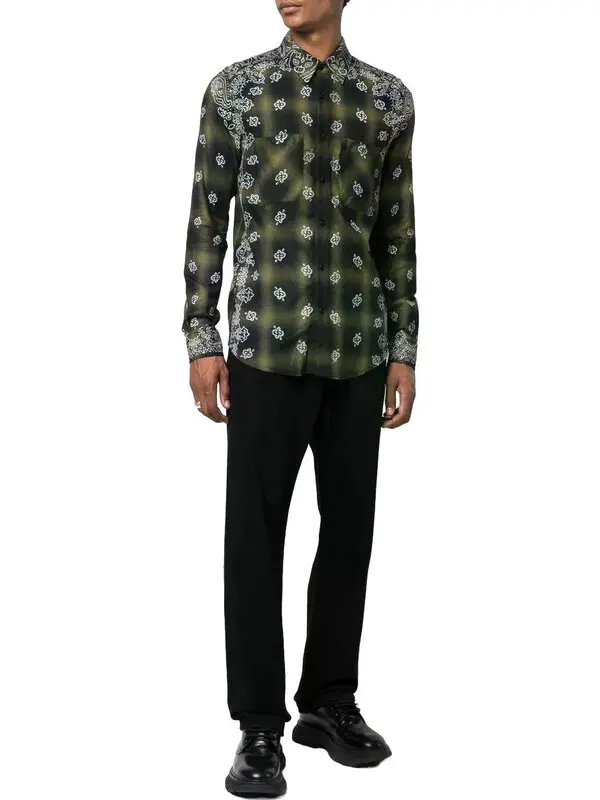 Amiri Bandana-print Checked Shirt - Green