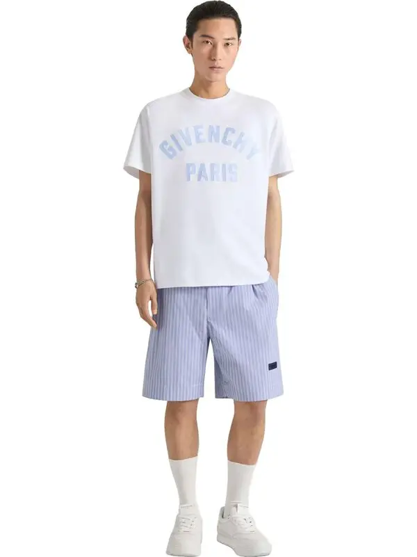Givenchy And Blue Logo Embroidered T-shirt - White