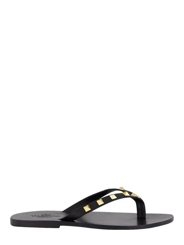 Valentino Garavani Rockstud Leather Flip-flops - Black