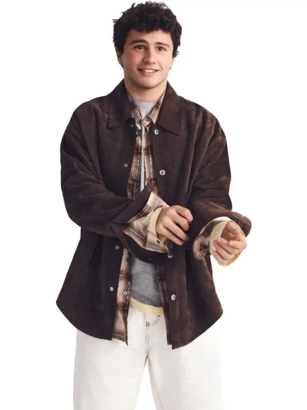 AMI Paris Chocolate Suede Leather Overshirt - Brown