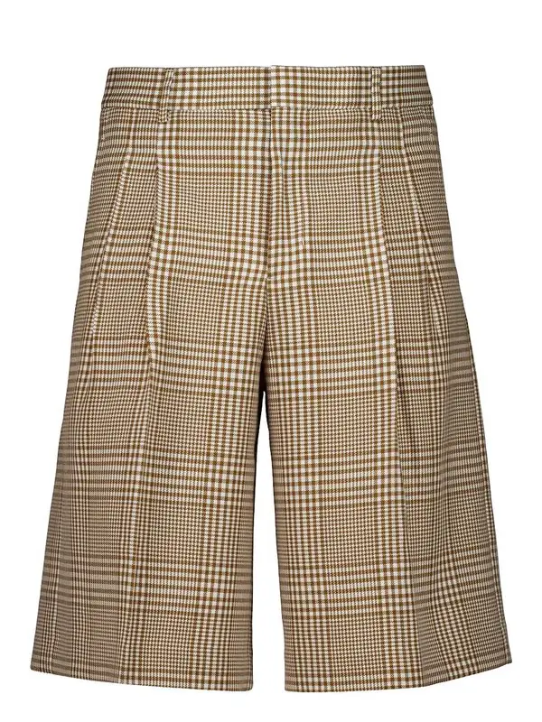 AMI Paris Prince Of Wales Wool Shorts - Beige