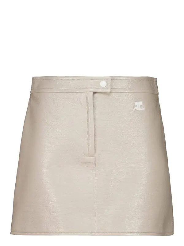 COURREGES Mastic Grey Vinyl Mini Skirt - Beige