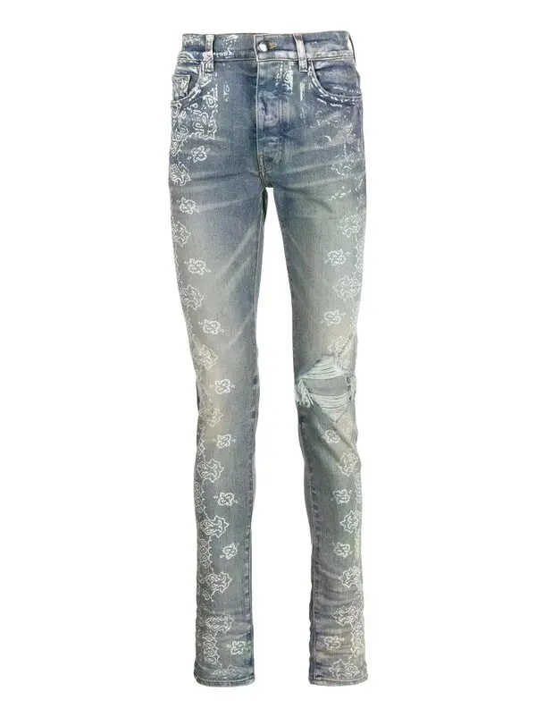 Amiri Bleach Bandana Jeans - Blue