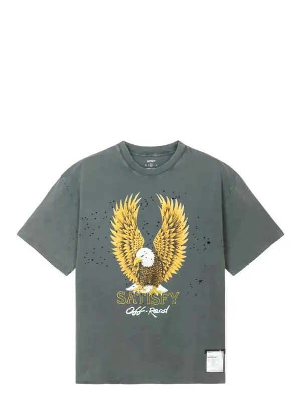 Satisfy Distressed Graphic-print T-shirt - Grey