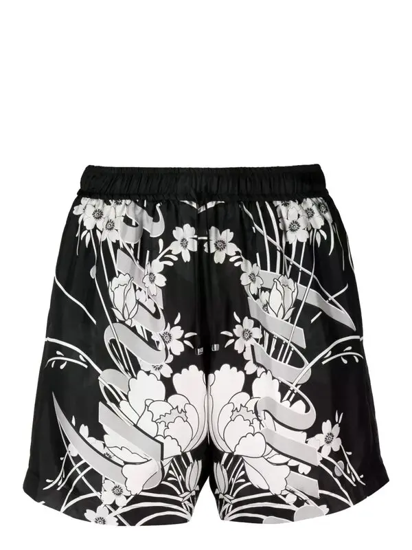 Amiri Floral-print Silk Track Shorts - Black