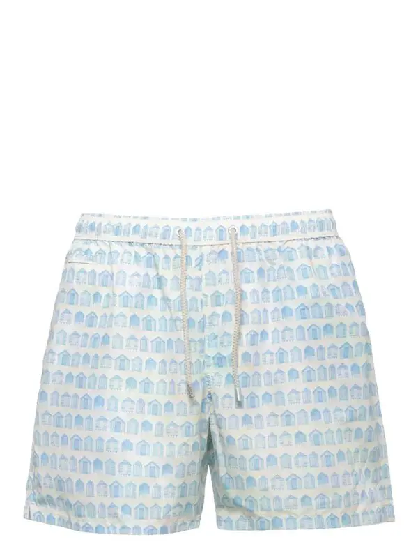 MC2 SAINT BARTH Beach Hut Print Swim Shorts - Blue