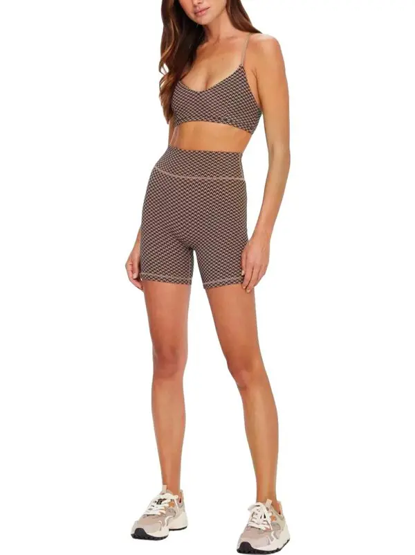The Upside Zoe Houndstooth Sports Bra - Brown