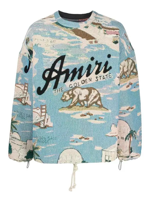 Amiri Logo Print Cotton Jumper - Blue