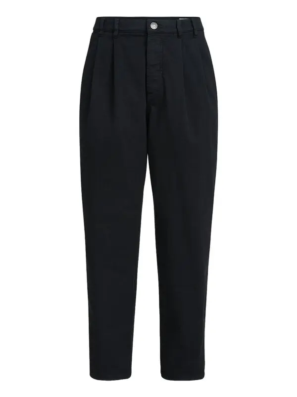 Brunello Cucinelli Cotton Trousers With Double Pleats - Black