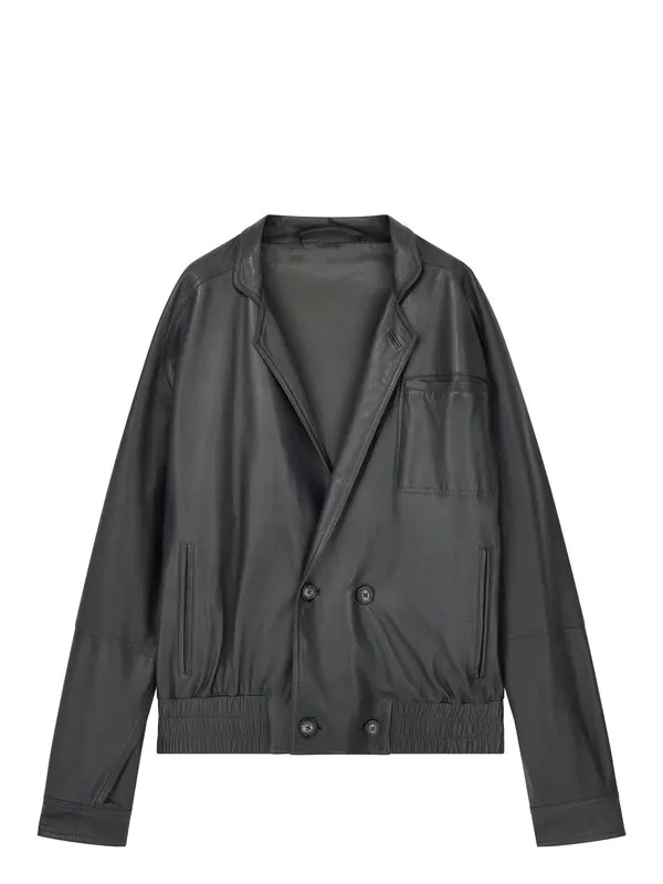Giorgio Armani Archivio Ss1979 Double-breasted Leather Jacket - Black