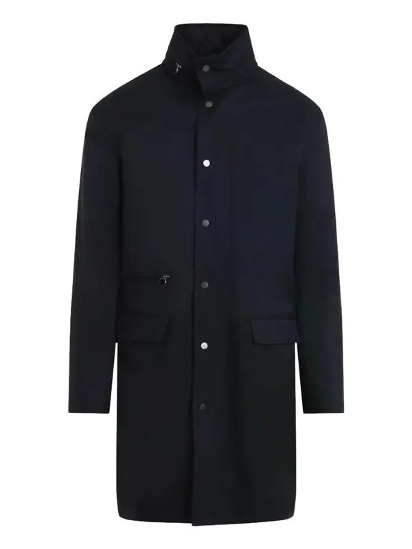 Kiton Concealed-fastening High-neck Coat - Blue
