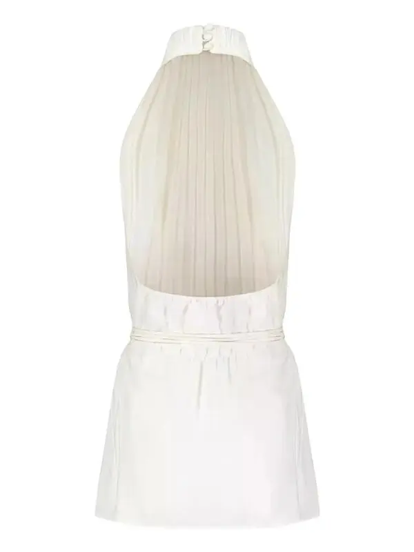 ELLERY Pleated Halterneck Blouse - White