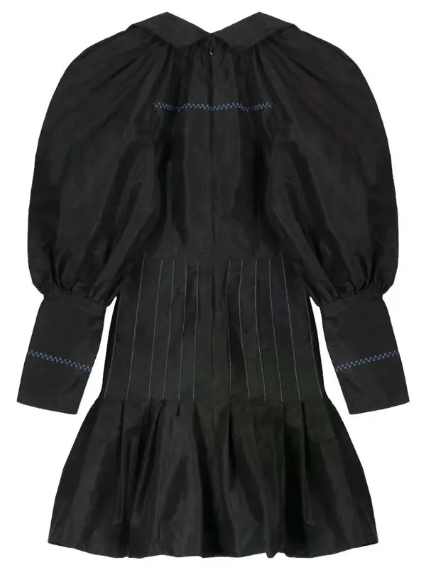 ELLERY Pleated Puff-sleeve Mini Dress - Black