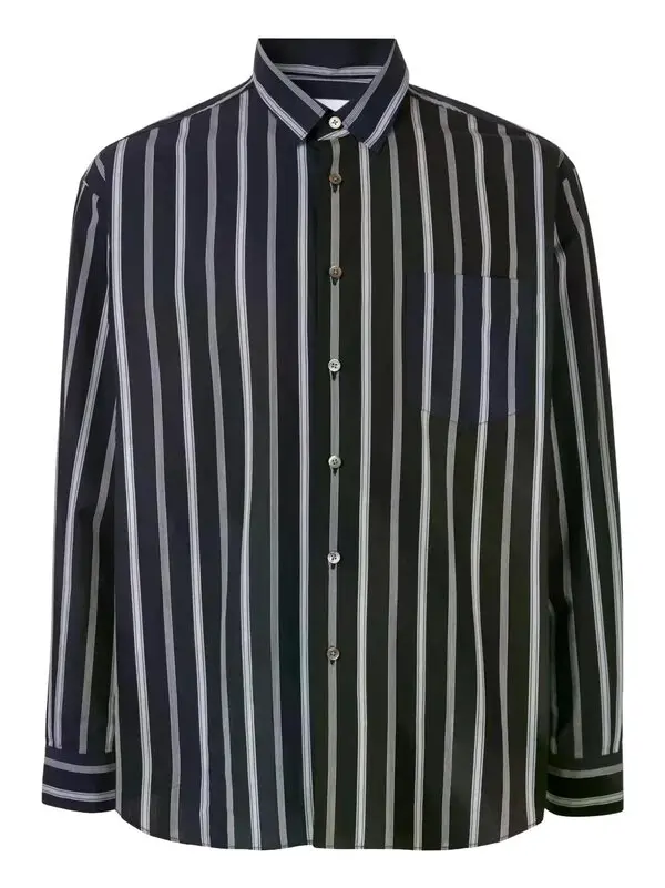 PORTS V Two Tone Striped Shirt - Blue