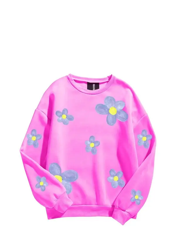 QUILLATTIRE Handpainted Floral Sweatshirt - Purple