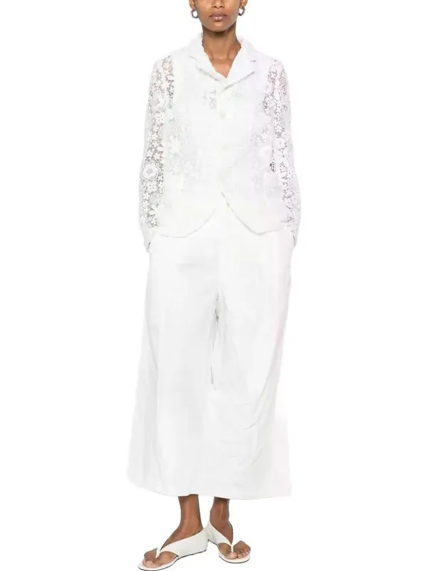 Comme Des Garçons Floral Lace Blazer - White