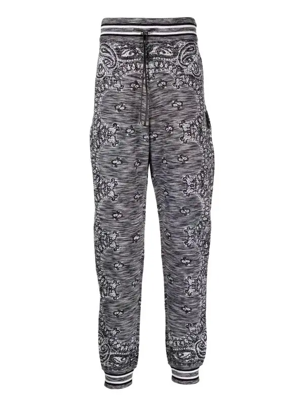 Amiri Bandana Knit Cotton Track Pants - Grey