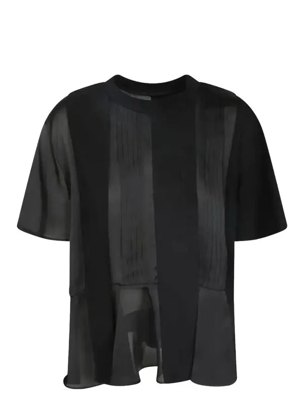 Sacai Pleated Panel Ruffle T-shirt - Black