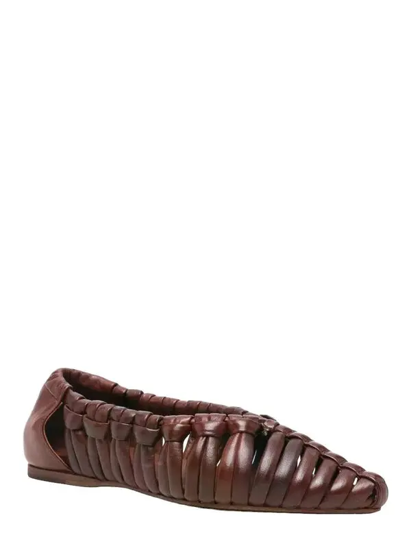 PANTANETTI Woven Leather Ballet Flats - Brown