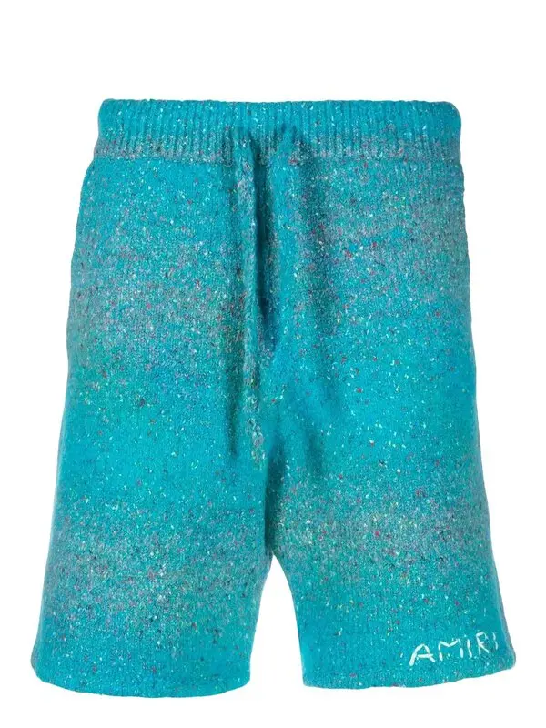 Amiri Embroidered Logo Knitted Shorts - Blue