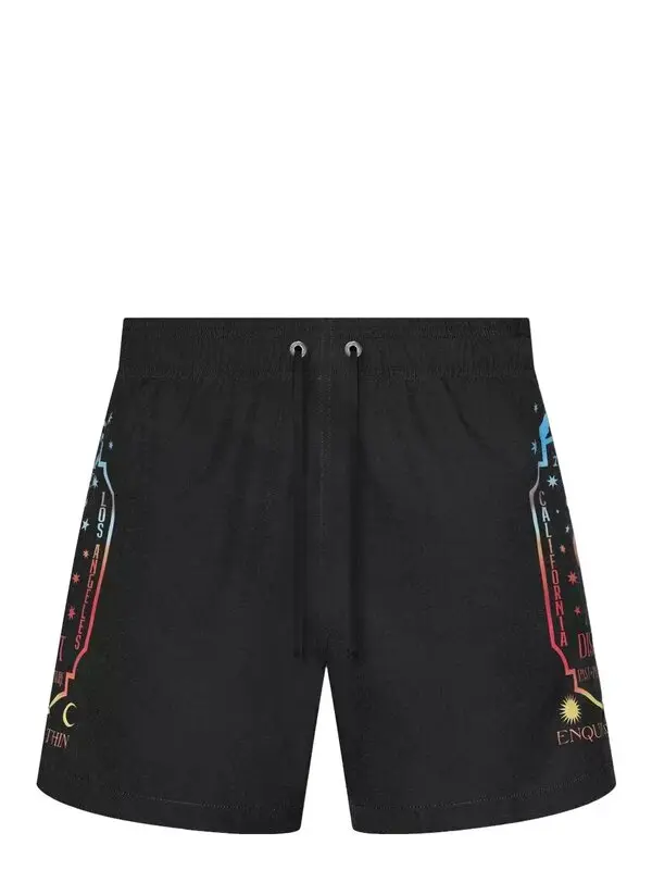 Amiri Fortune Logo Print Swimming Trunks - Black