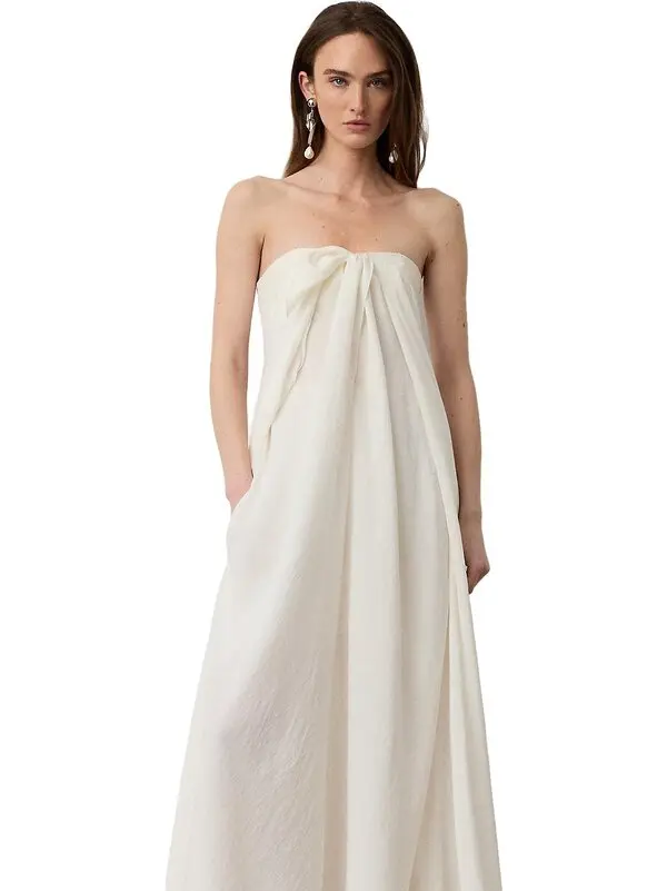 Ralph Lauren Simona Strapless Silk-blend Evening Gown - Cream