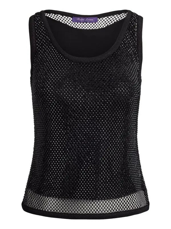 Ralph Lauren Melony Embellished Mesh Tank Top - Black
